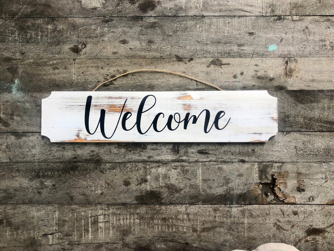 Custom White Wood Welcome Sign – Personalized Front Porch Decor ...