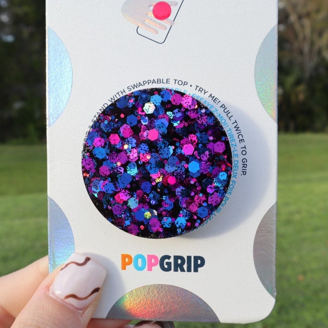 Pink, Purple, Blue and Black Glitter Resin Pop Socket - Etsy