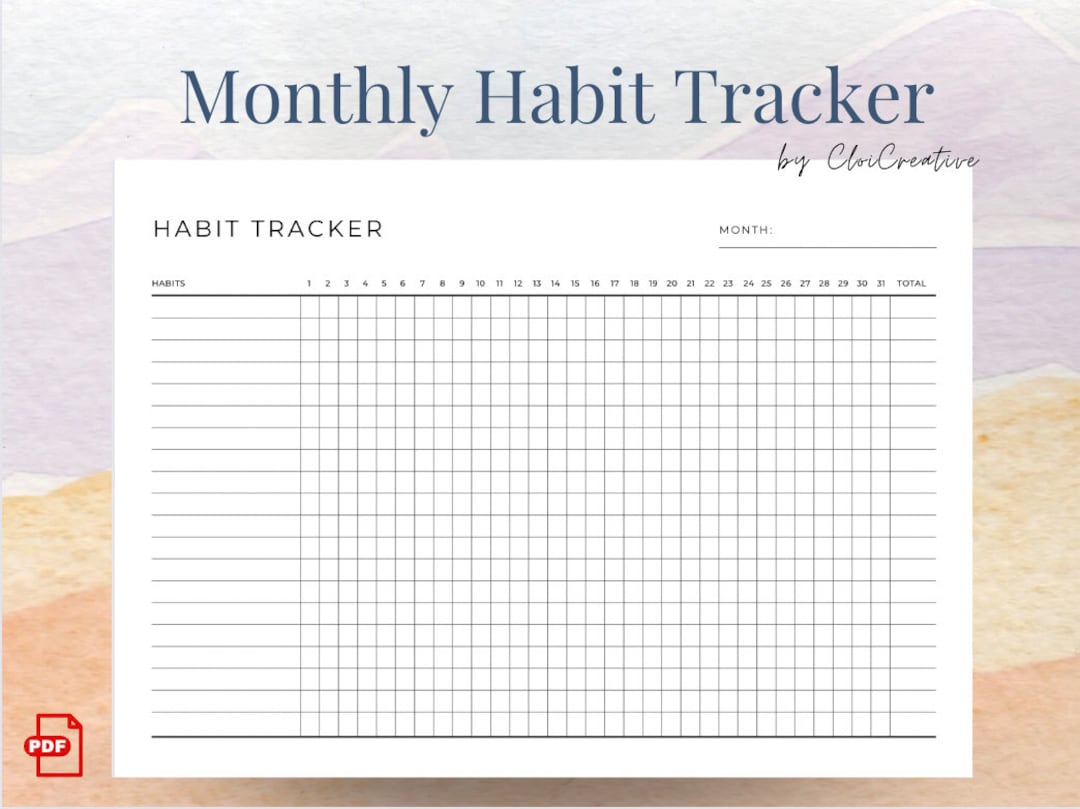 Monthly Habit Tracker | PDF Printable | Minimalist Design | US Letter ...