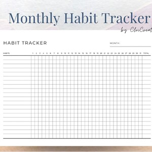 Monthly Habit Tracker | PDF Printable | Minimalist Design | US Letter ...