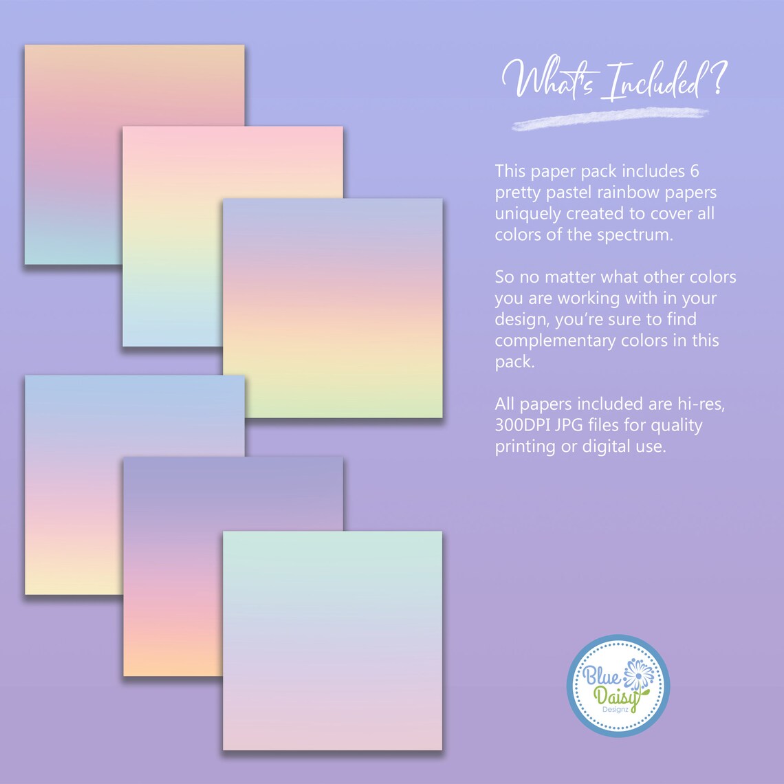 Pastel Rainbow Digital Paper Pack Vol.2, Rainbow Pattern, Background ...