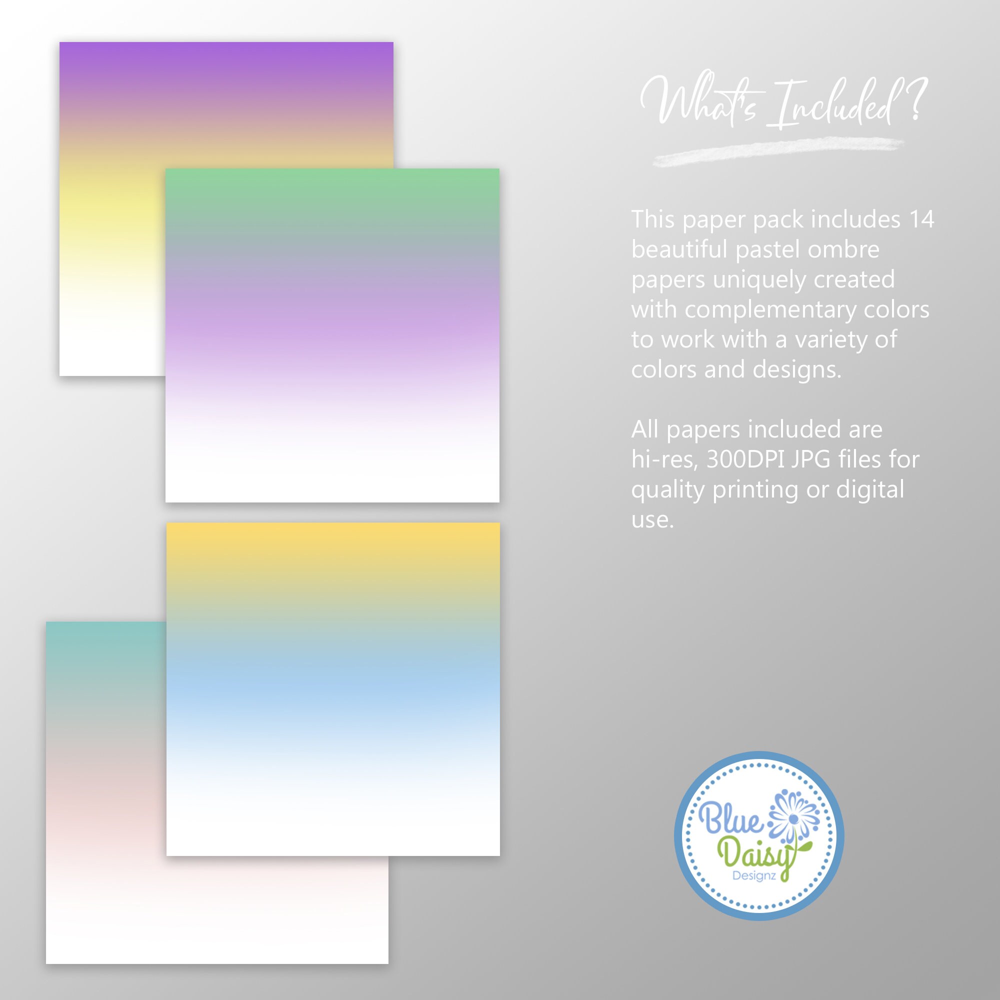 Pastel Ombre Digital Paper Pack, Gradient Digital Paper, Ombre Pattern ...