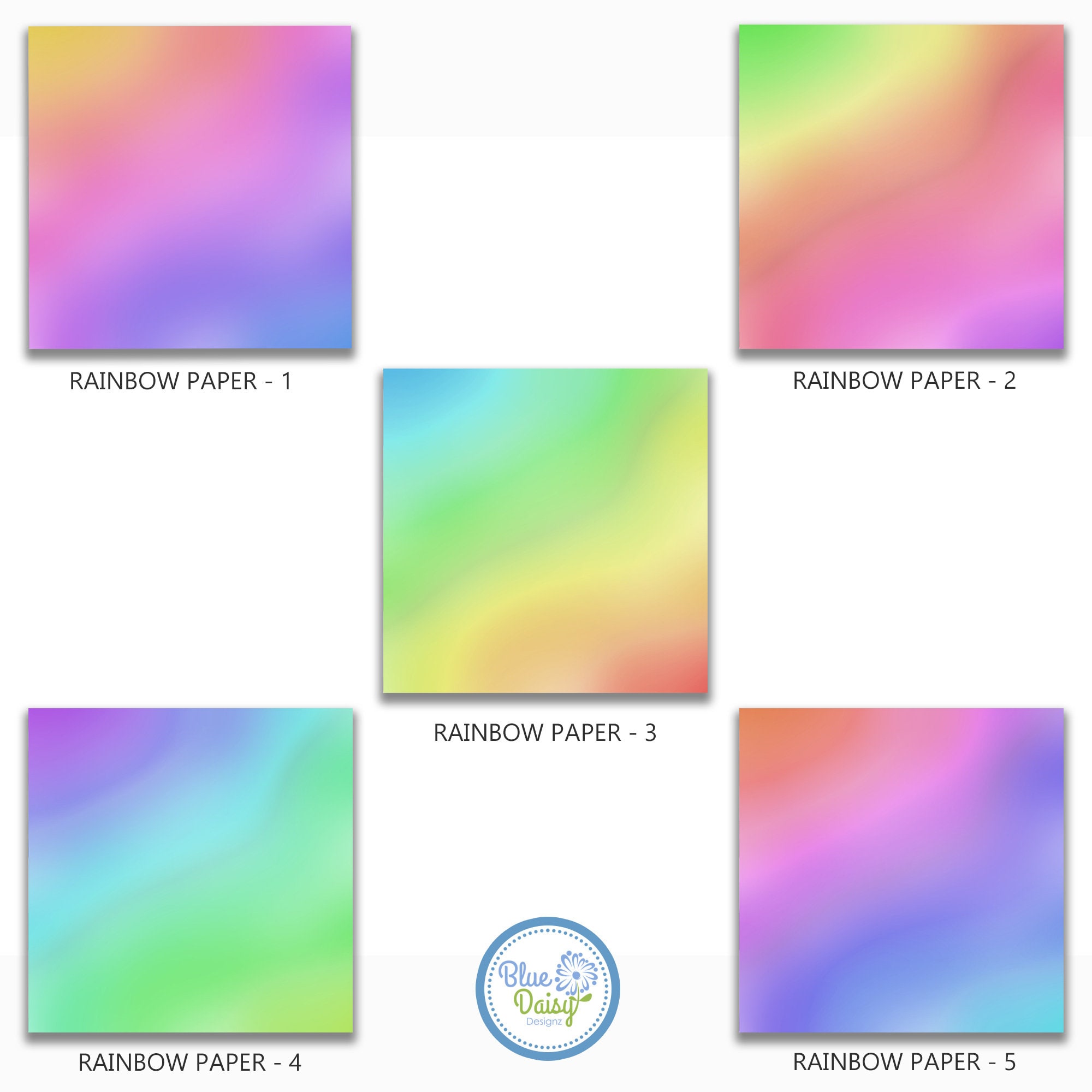 Rainbow Digital Paper Pack, Gradient Digital Paper, Rainbow Pattern ...