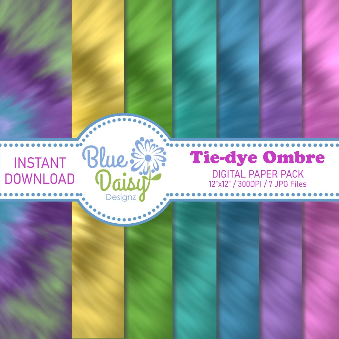 Tie-dye Ombre Digital Paper Pack, Tie-dye Ombre Pattern, Background ...