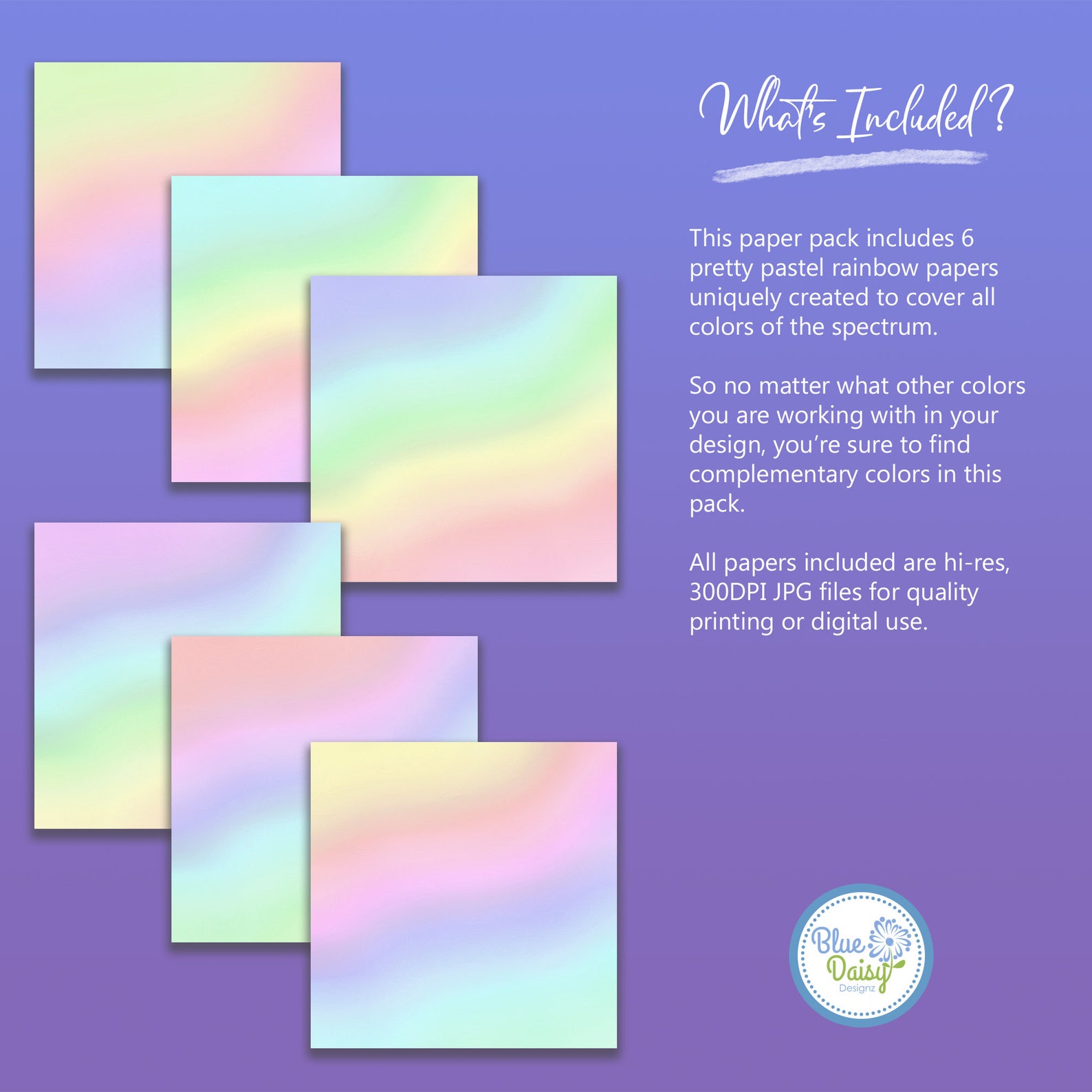 Pastel Rainbow Digital Paper Pack, Gradient Digital Paper, Rainbow ...