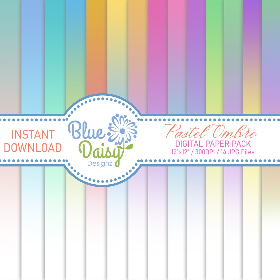 Pastel Ombre Digital Paper Pack, Gradient Digital Paper, Ombre Pattern ...