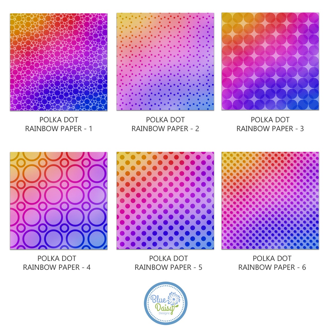 Polka Dot Textured Rainbow Digital Paper Pack Textured - Etsy