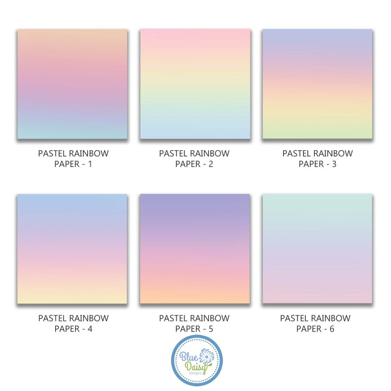 Pastel Rainbow Digital Paper Pack Vol.2, Rainbow Pattern, Background ...
