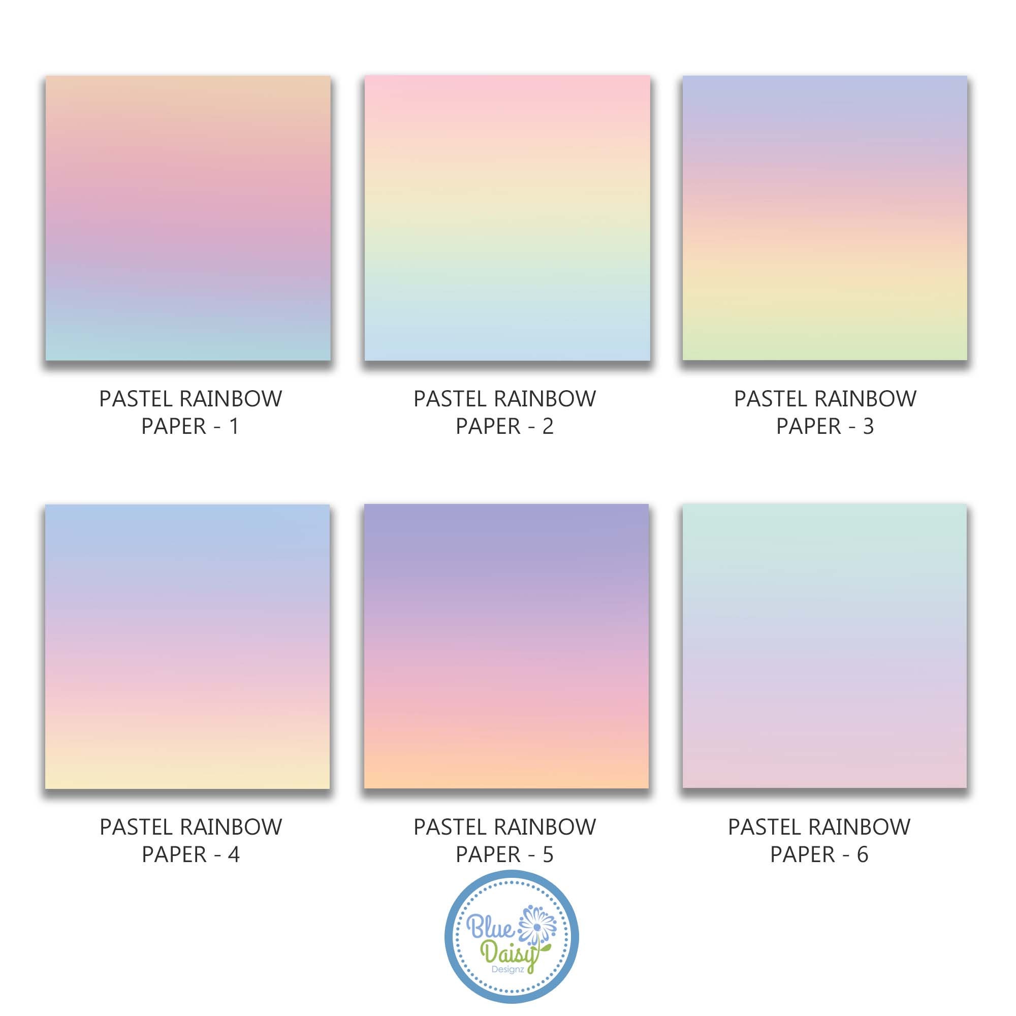 Pastel Rainbow Digital Paper Pack Vol.2, Rainbow Pattern, Background ...