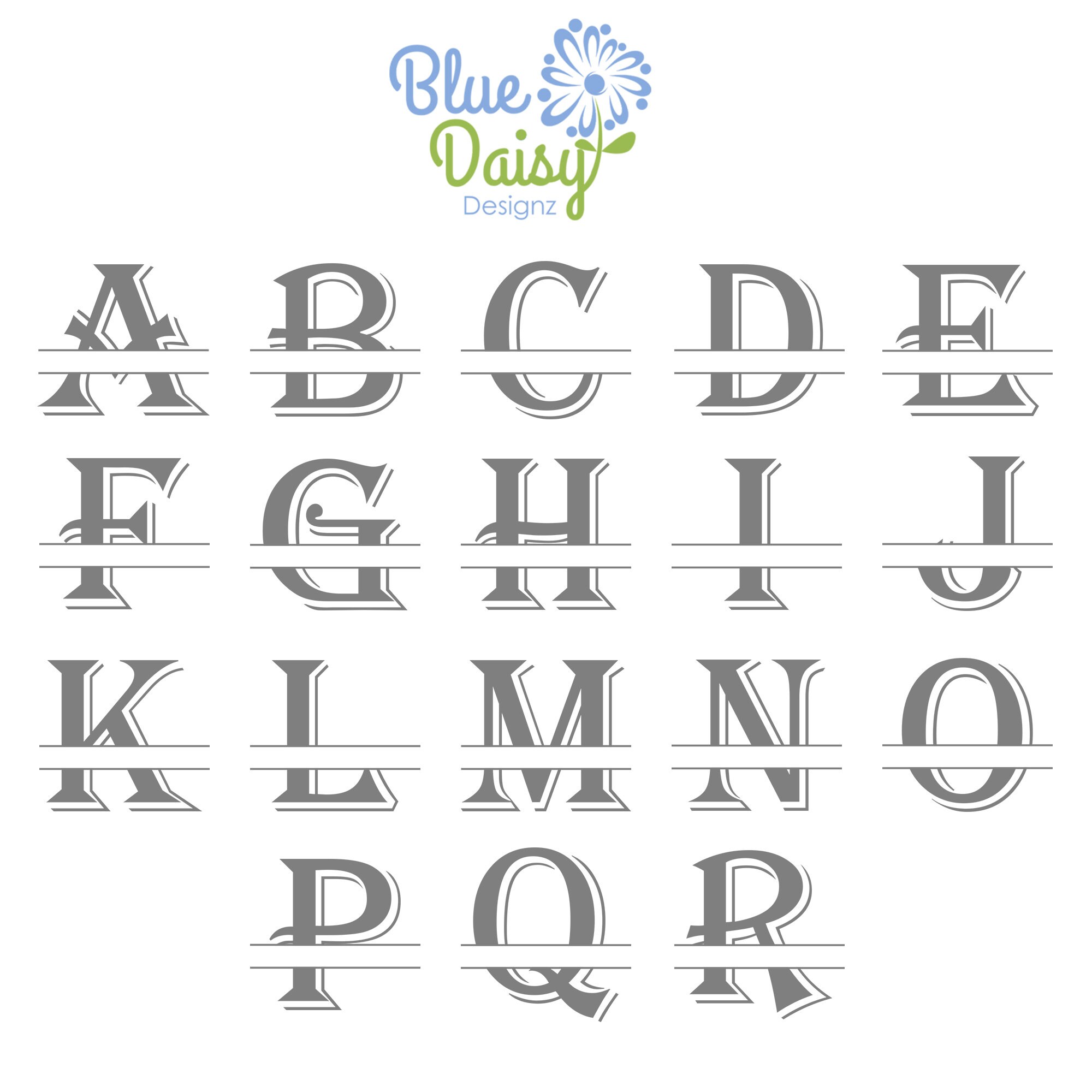 Split Monogram Alphabet/number SVG/PNG Instant Download, Split Monogram ...