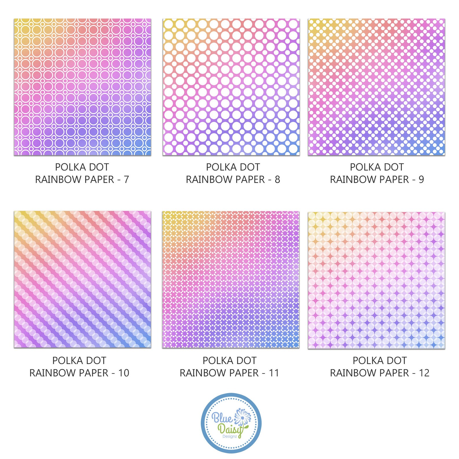 Polka Dot Textured Rainbow Digital Paper Pack Textured - Etsy