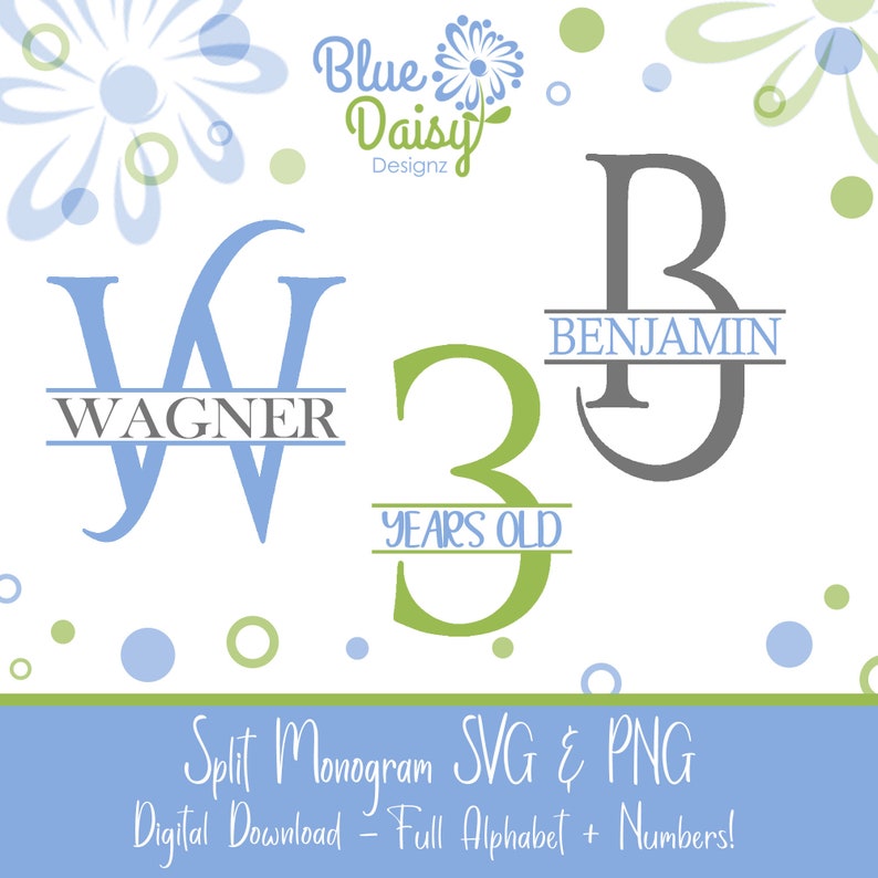 Split Monogram Swoosh Alphabet/number SVG/PNG Instant Download, Split ...