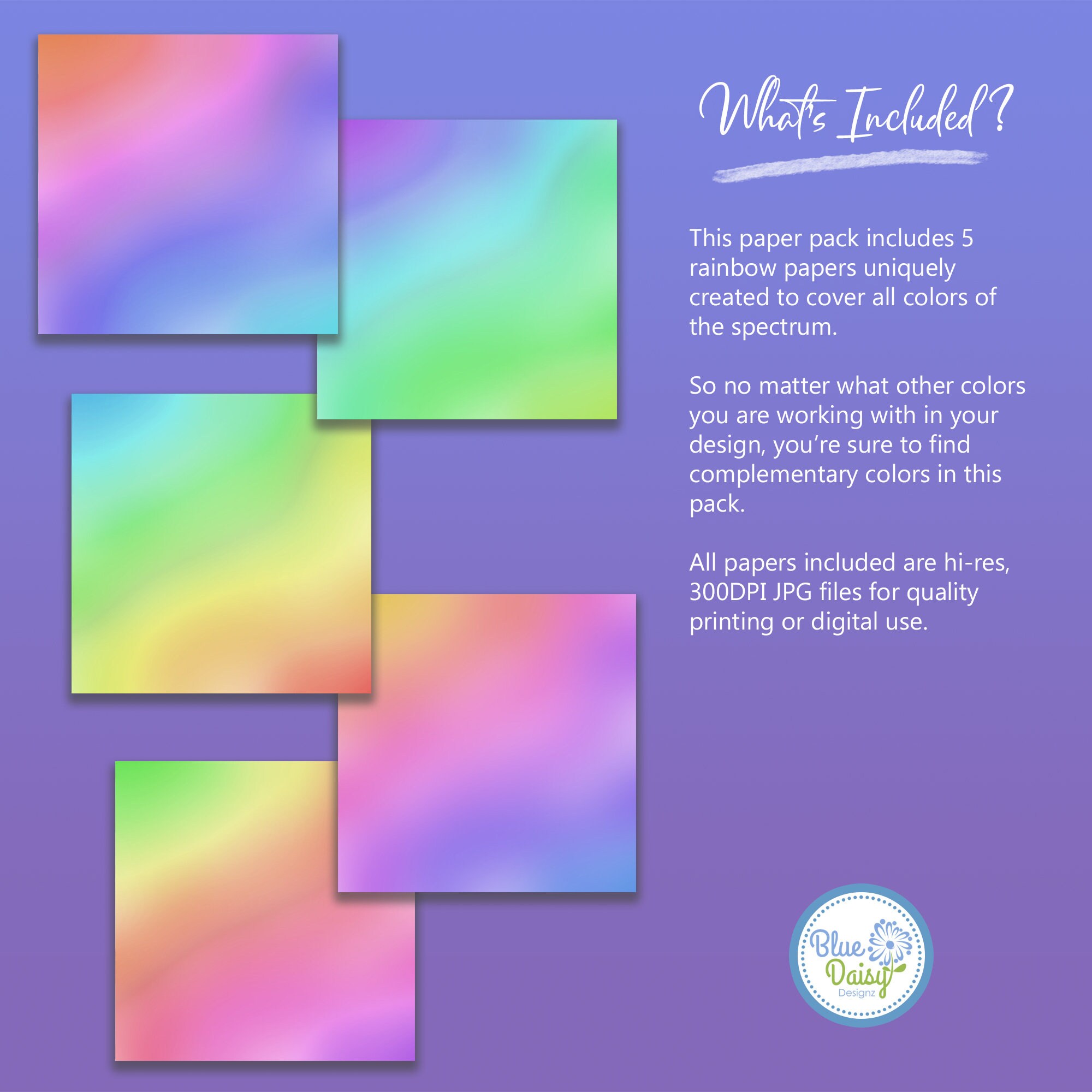Rainbow Digital Paper Pack, Gradient Digital Paper, Rainbow Pattern ...