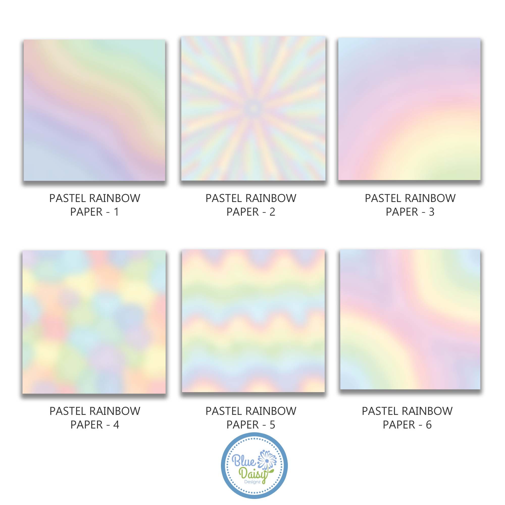 Pastel Rainbow Digital Paper Pack Vol.3, Rainbow Pattern, Background ...