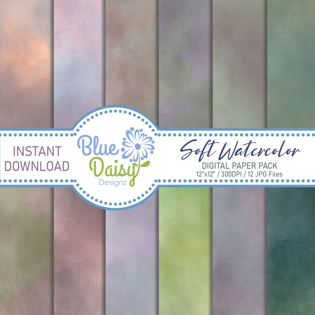 Soft Watercolor Digital Paper Pack, Watercolor Digital Paper ...