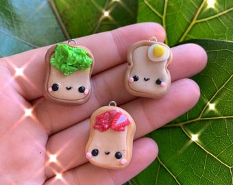 Polymer Clay Toast With Toppings Charms With Jumprings, Polymer Clay ...