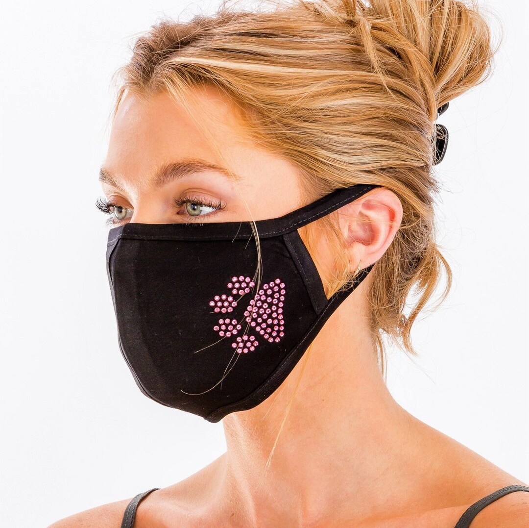 Dog Paw Series made in USA Rhinestone Face Mask Cotton Washable ...
