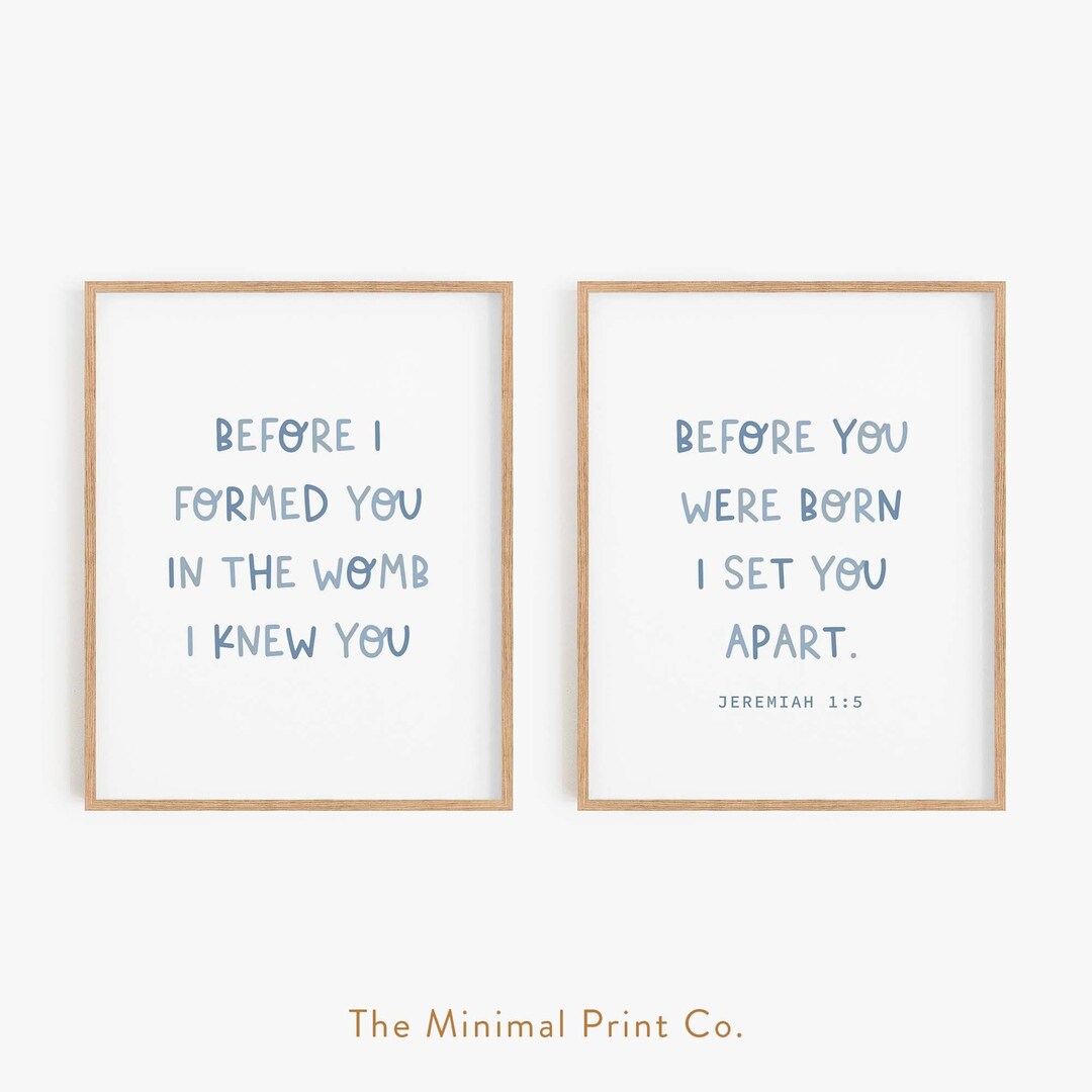 Jeremiah 1:5, Nursery Bible Verse, Blue Nursery Wall Art, Christian ...