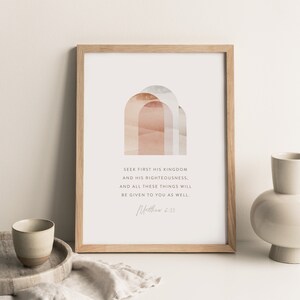 Matthew 6:33, Boho Christian Prints, Boho Bible Verse Art, Minimalist ...