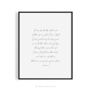 1 Peter 1:3-4, Easter Bible Verse Printable, Baptism Gift, Scripture ...