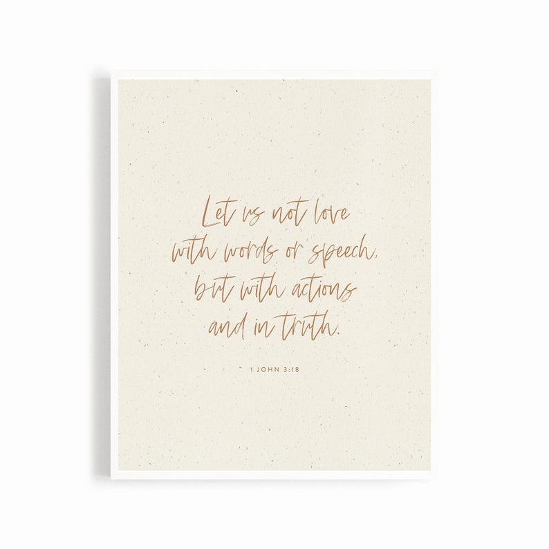 Let Us Not Love With Words, 1 John 3:18, Bible Verse Print, Christian ...