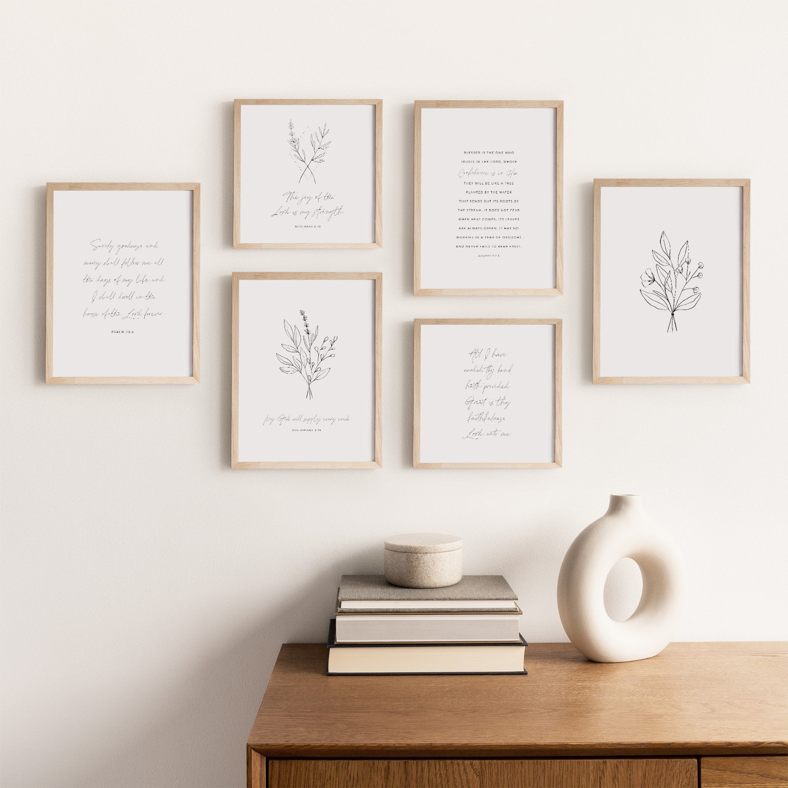 Set of 6 Bible Verse Wall Art Christian Wall Art Scripture - Etsy