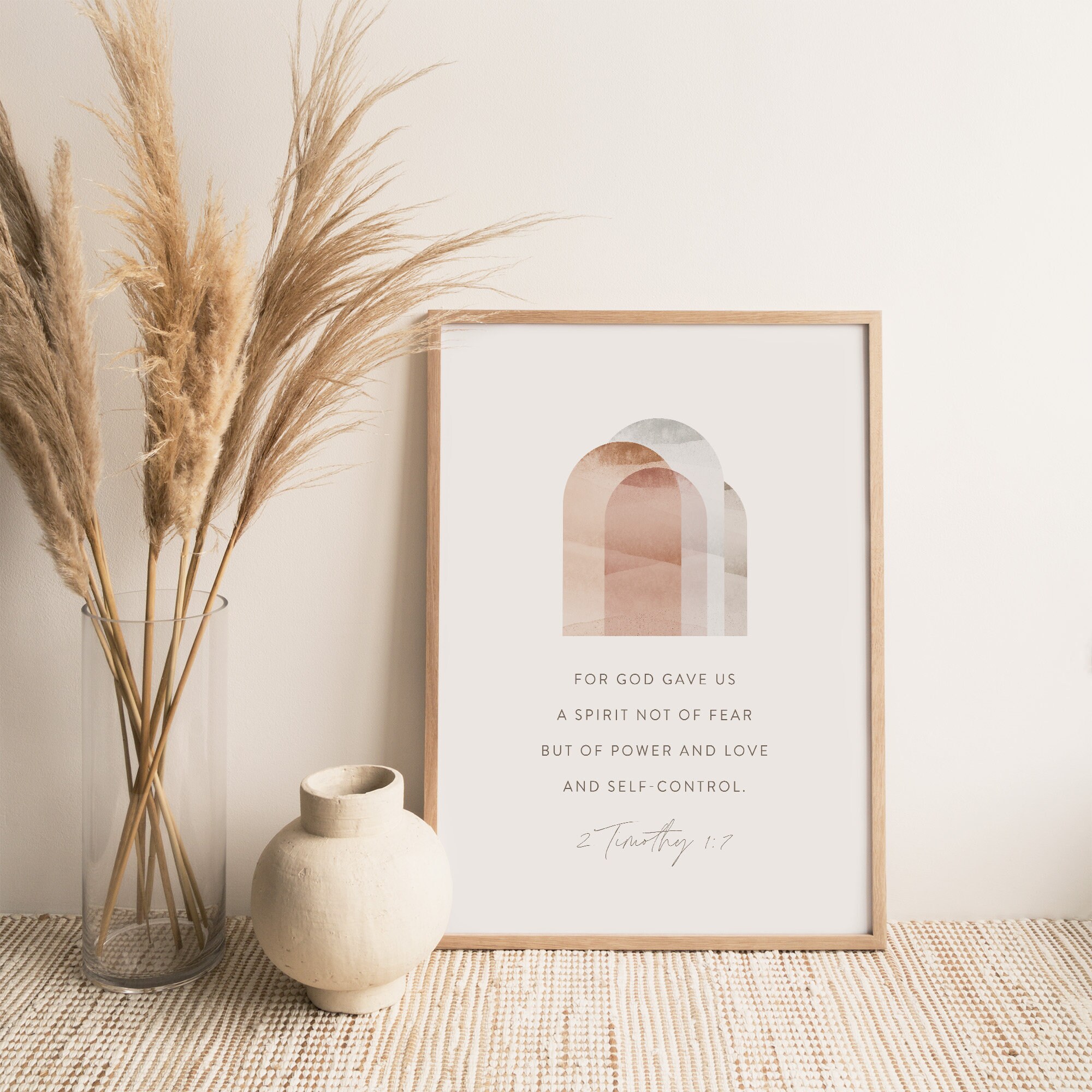 2 Timothy 1:7 Boho Christian Prints Bible Verse Minimalist | Etsy