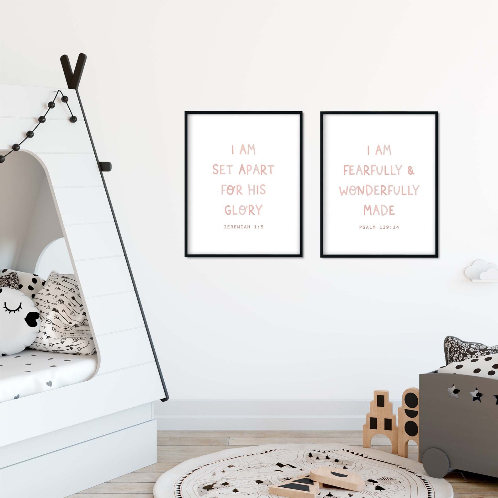 Nursery Bible Verse, Girl Nursery Scripture Wall Art, Pink Christian ...