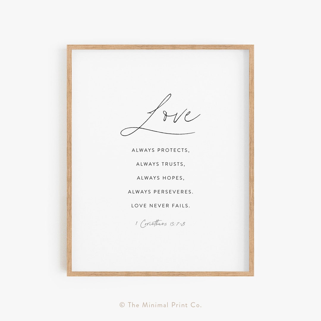 1 Corinthians 13, Love Never Fails, Valentines Day Christian Gift ...