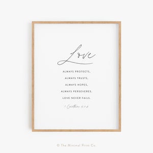 1 Corinthians 13, Love Never Fails, Valentines Day Christian Gift ...
