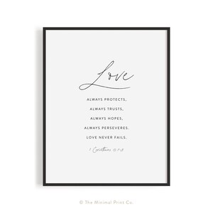 1 Corinthians 13, Love Never Fails, Valentines Day Christian Gift ...