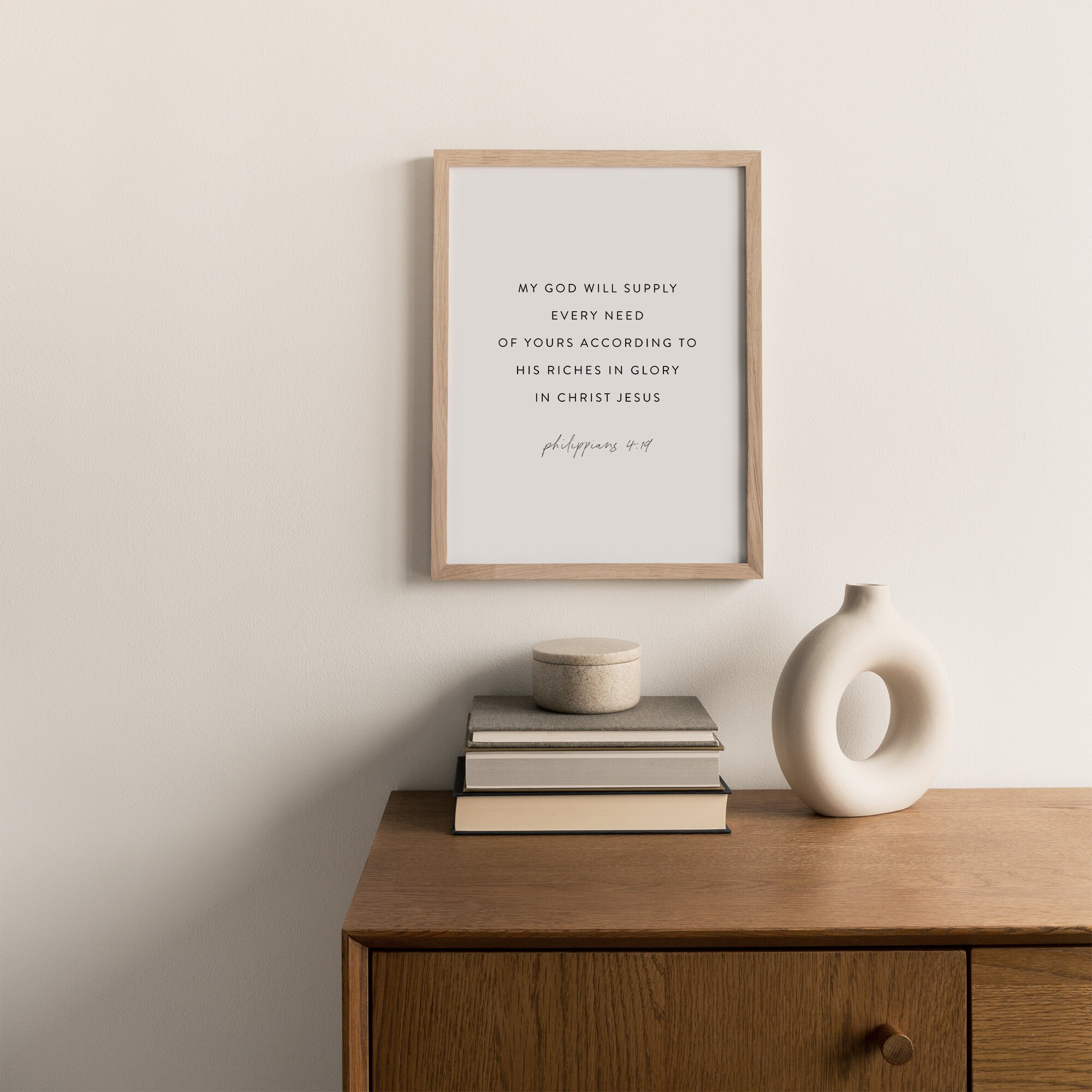 Philippians 4:19, Printable Wall Art Modern Christian, Minimal Bible ...