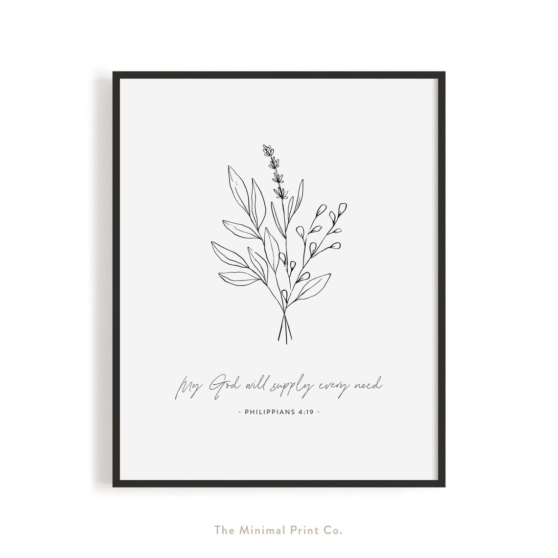 Philippians 4:19, Minimal Christian Art, Christian Wall Art, Minimalist ...