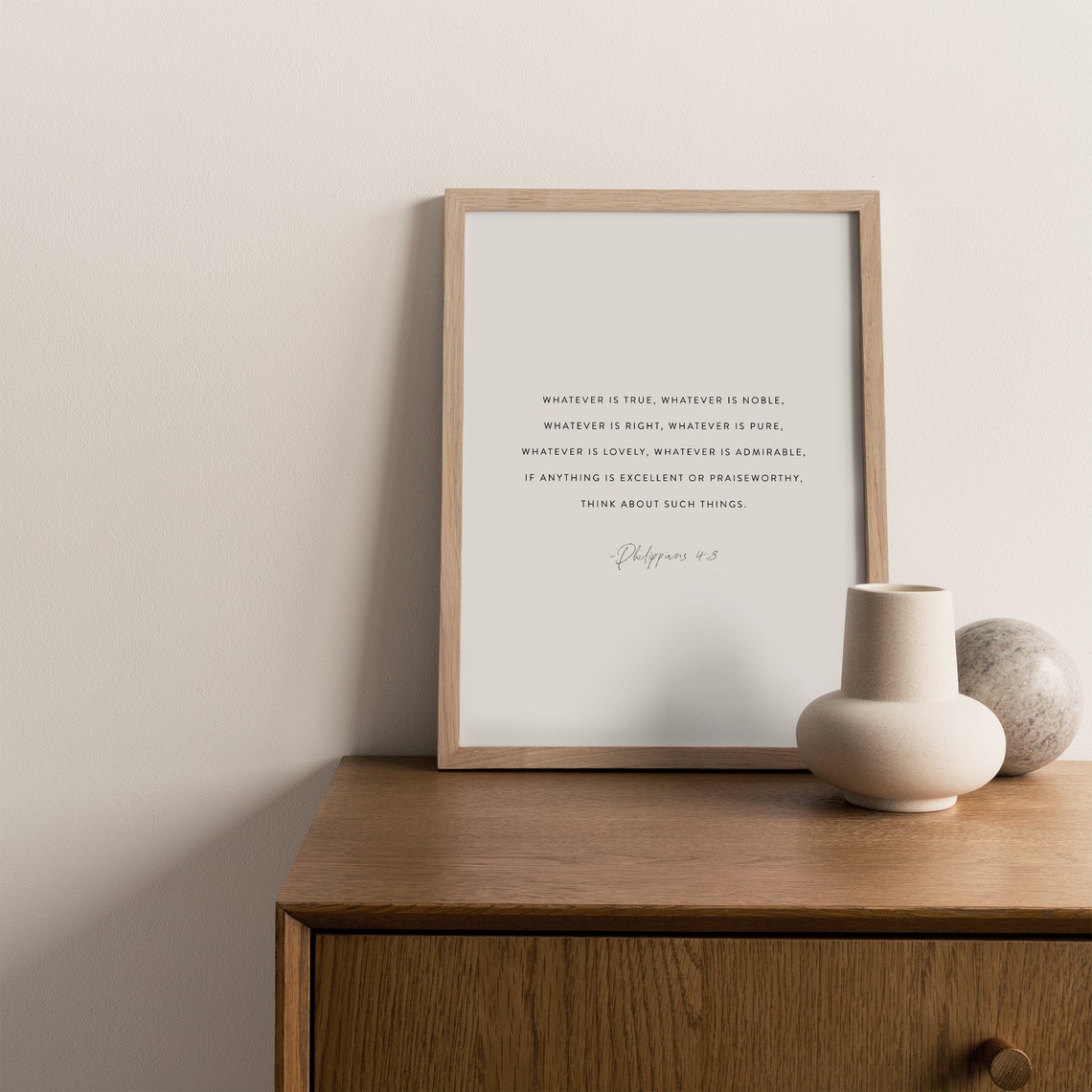 Philippians 4:8 Christian Wall Art Minimal Bible Verse | Etsy