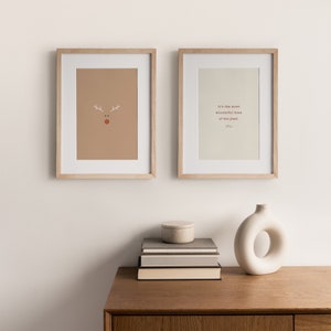 Set of 2, Neutral Christmas Wall Art, Modern Boho Christmas Prints ...