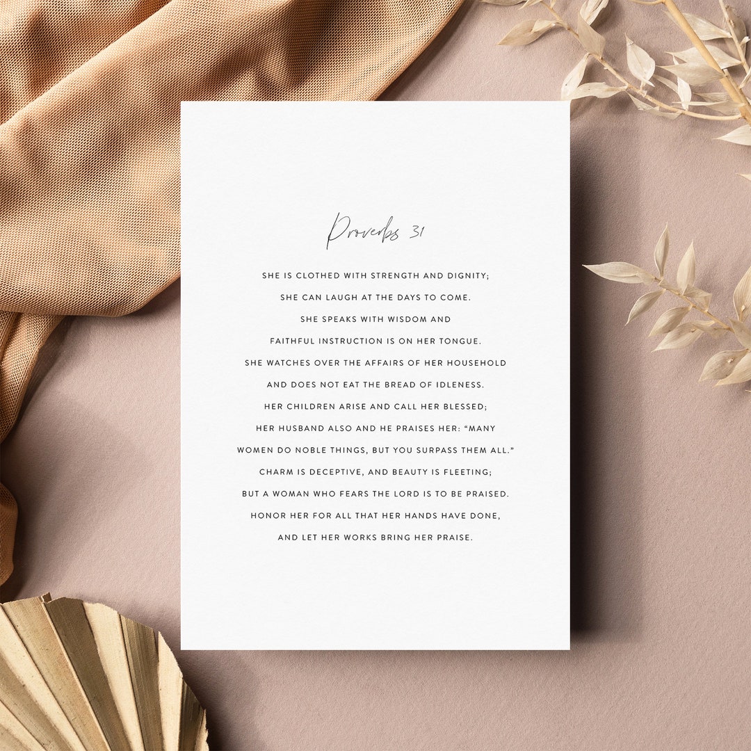 Proverbs 31, Christian Mothers Day Gift, Mom Bible Verse Printable ...