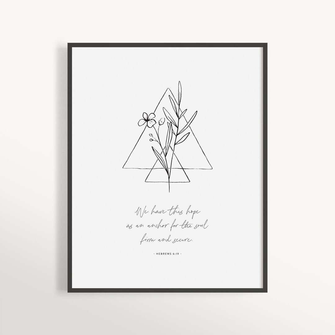 Hebrews 6:19, Modern Bible Verse Print, Floral Christian Art, Modern ...