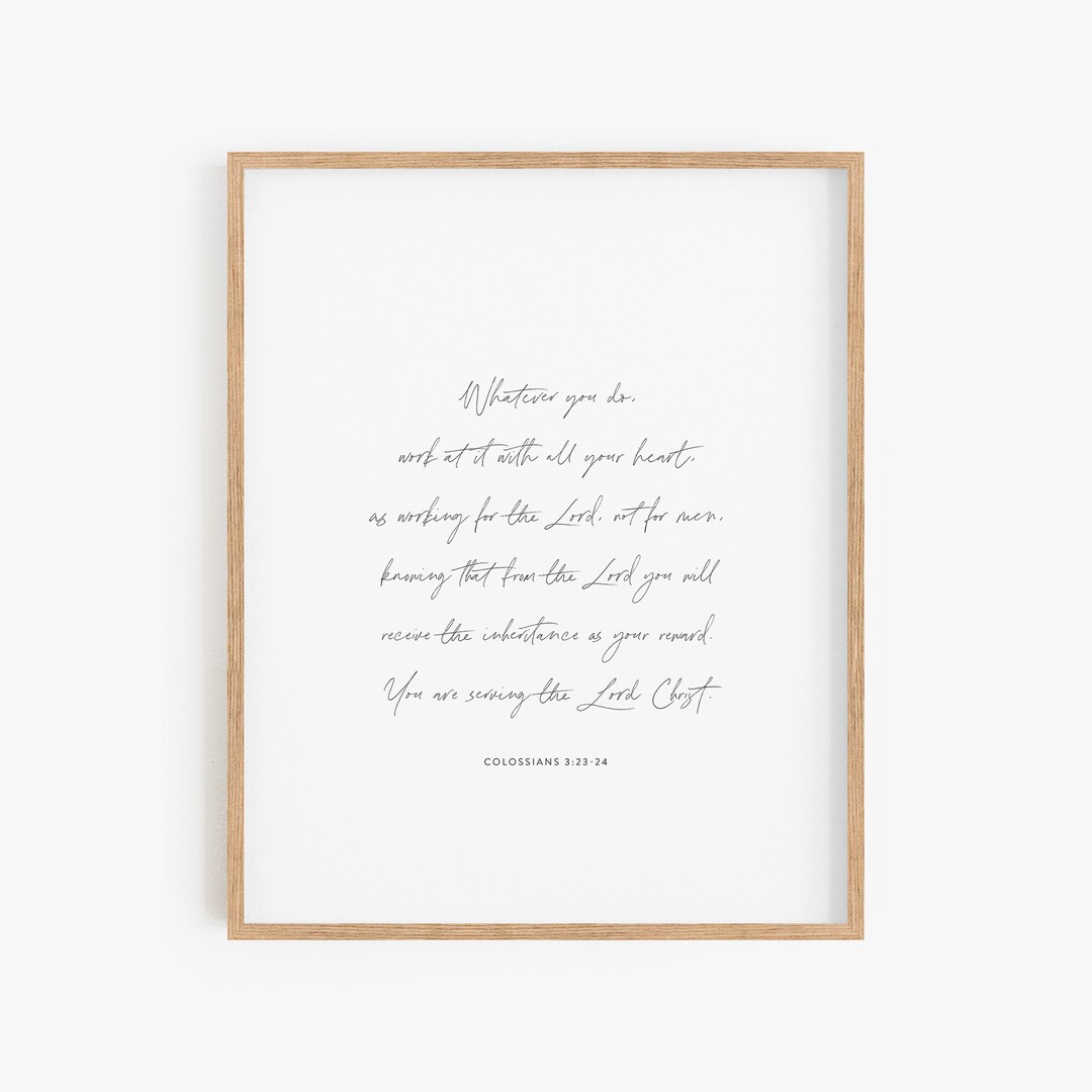 Colossians 3:23-24, Office Wall Decor, Scripture Wall Art, Modern ...