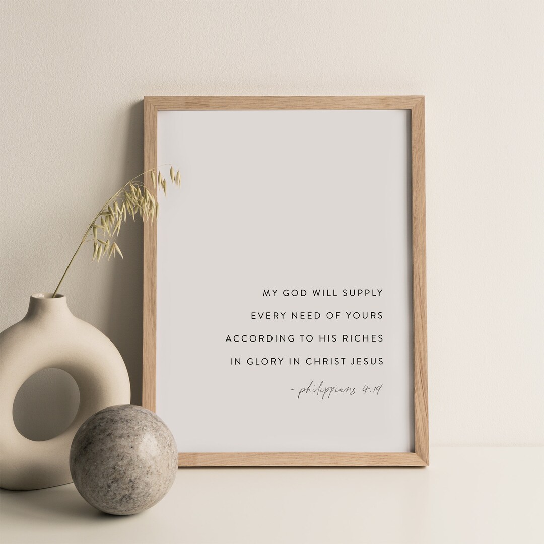 Philippians 4:19, Printable Wall Art Modern Christian, Minimal Bible ...