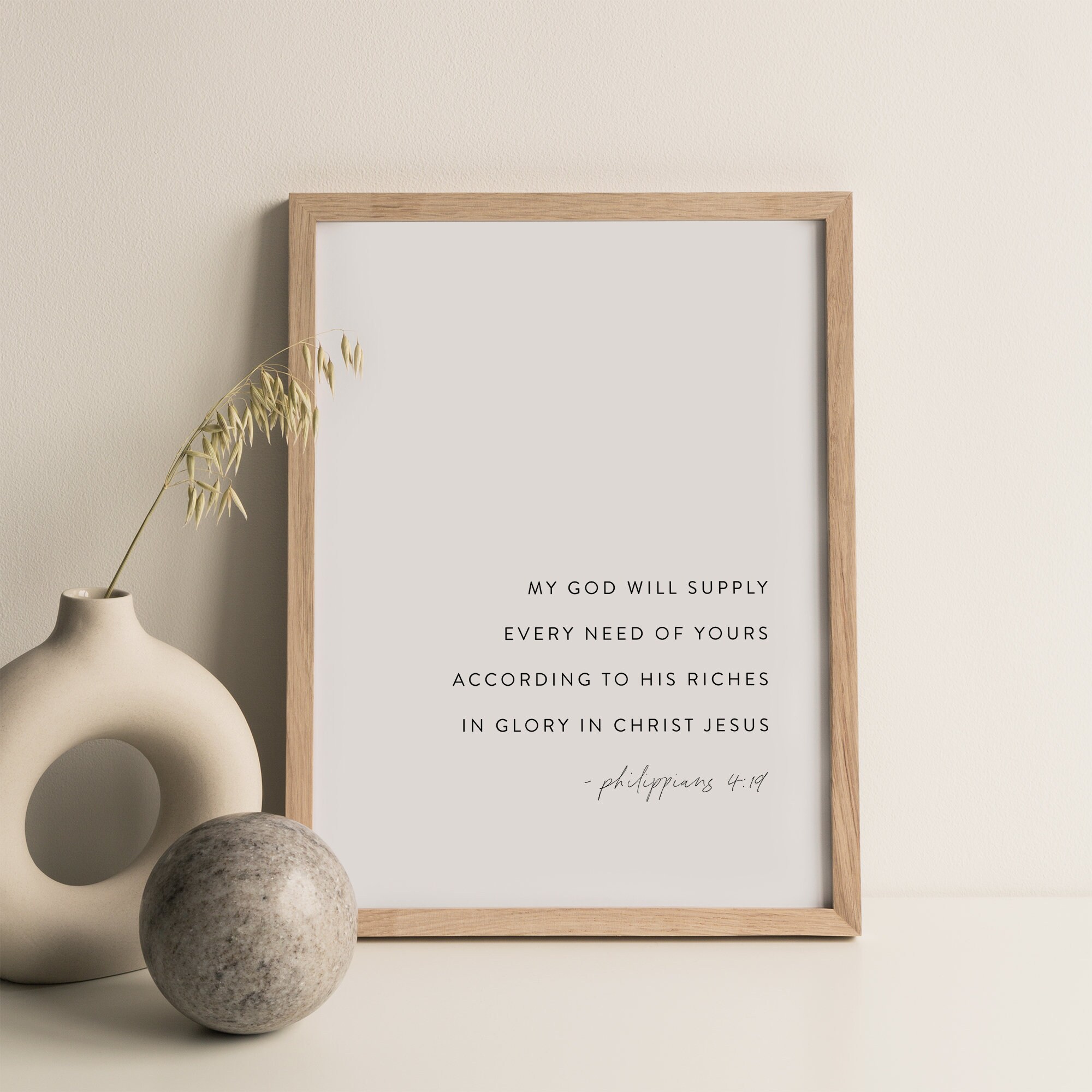 Philippians 4:19 Printable Wall Art Modern Christian Minimal | Etsy