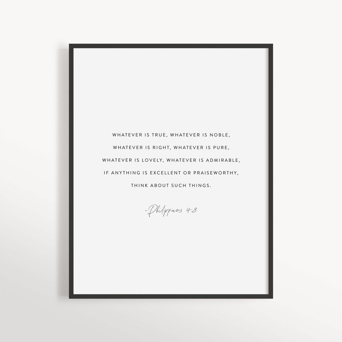 Philippians 4:8 Christian Wall Art Minimal Bible Verse | Etsy