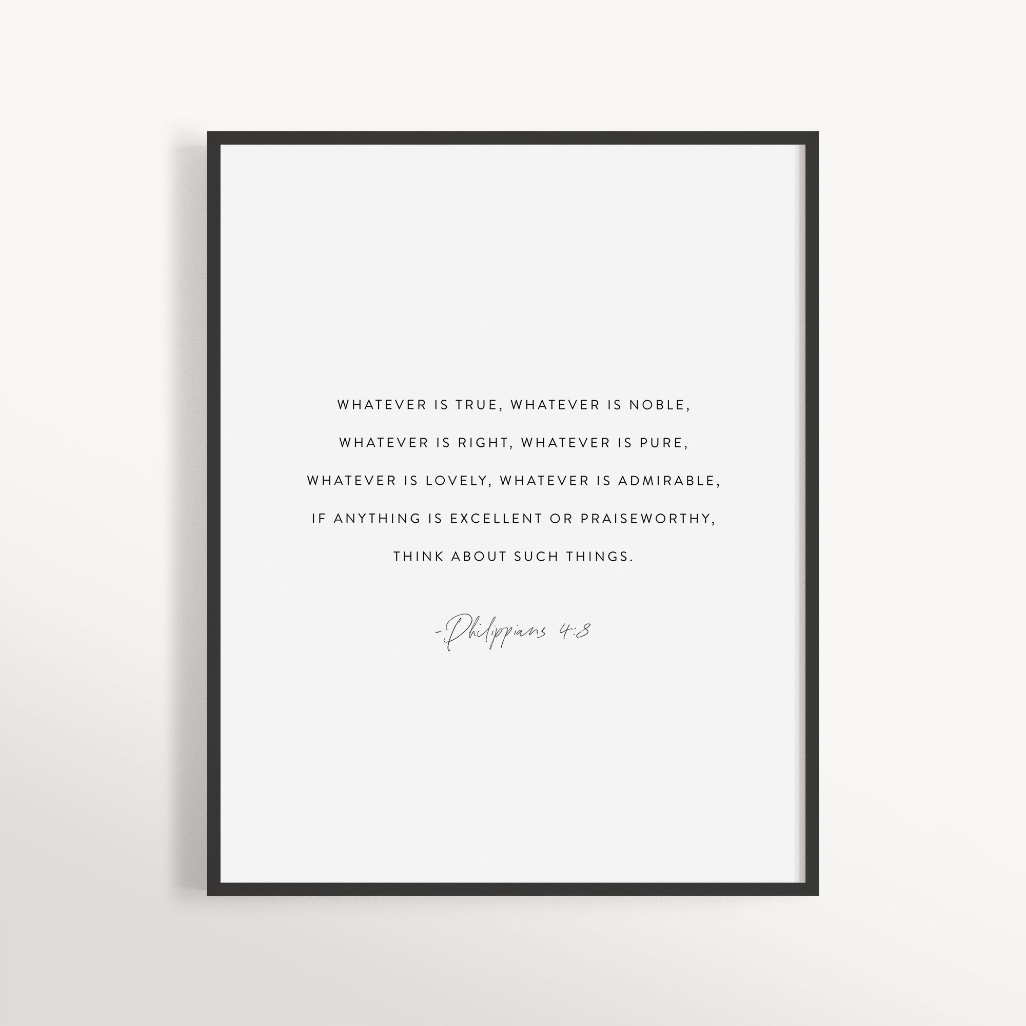 Philippians 4:8 Christian Wall Art Minimal Bible Verse | Etsy