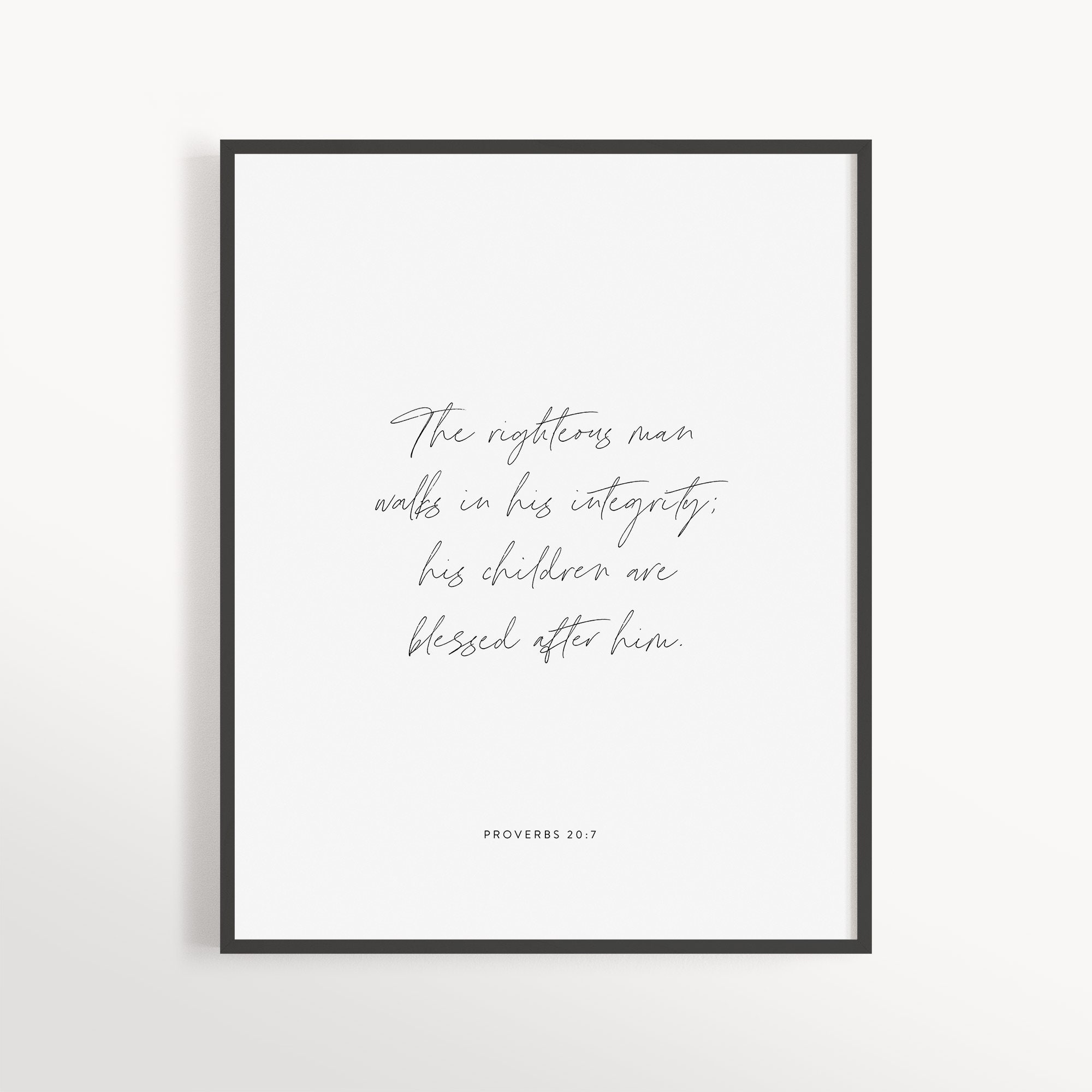 Proverbs 20:7 Father's Day Bible Verse Printable - Etsy