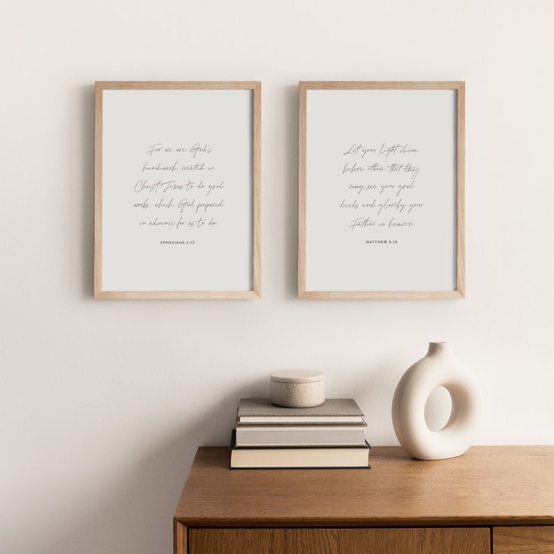 Set of 2, Office Bible Verse Wall Art, Office Christian Wall Art ...
