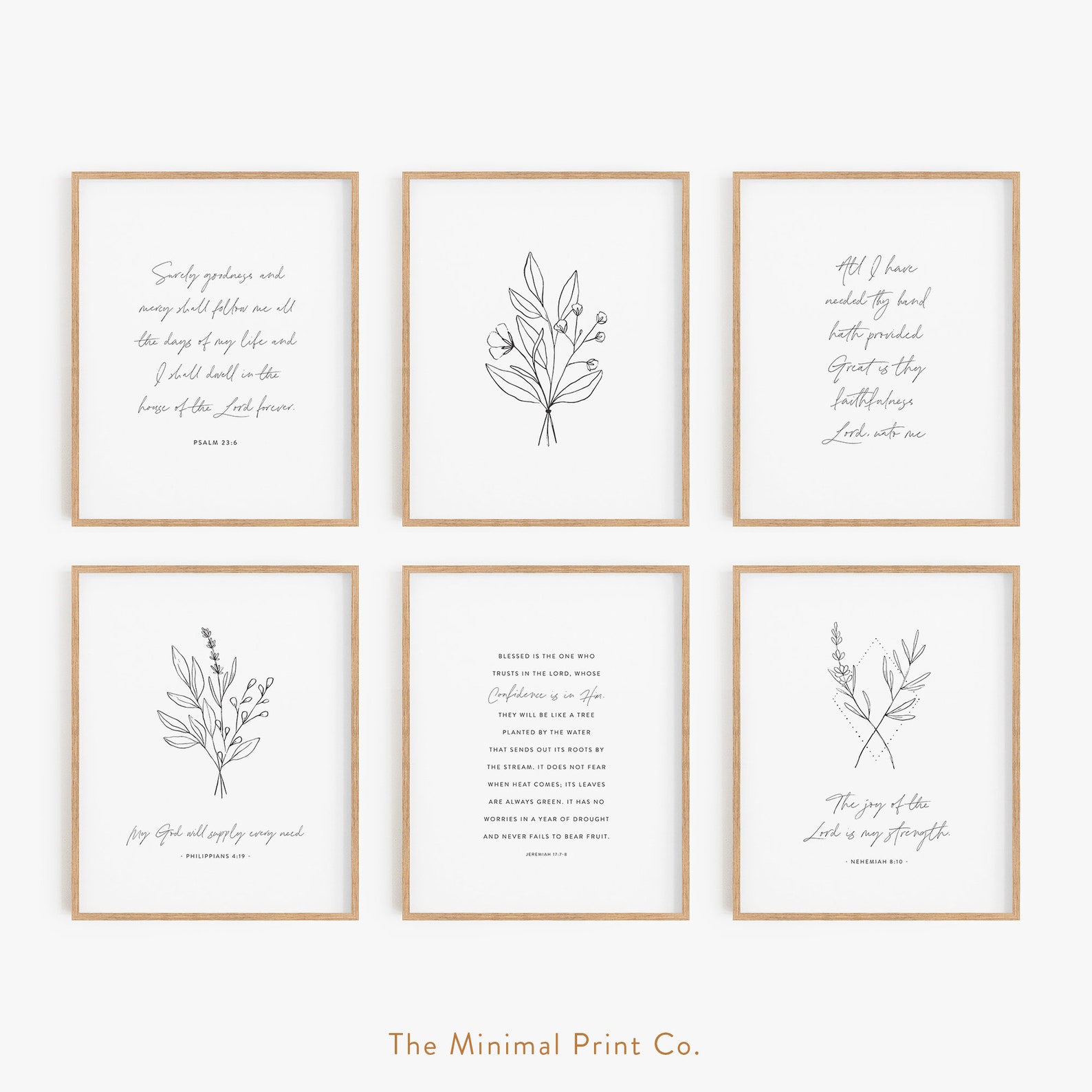 Set of 6, Bible Verse Wall Art, Christian Wall Art, Scripture Wall Art ...