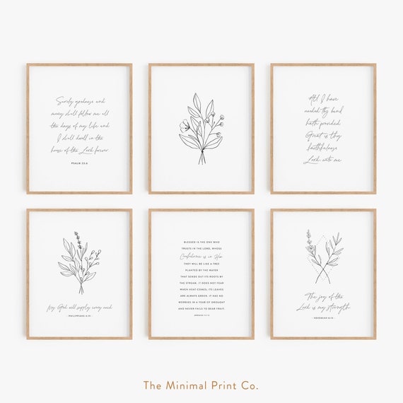 Set of 6 Bible Verse Wall Art Christian Wall Art Scripture - Etsy