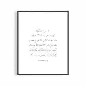 Colossians 3:23-24, Office Wall Decor, Scripture Wall Art, Modern ...