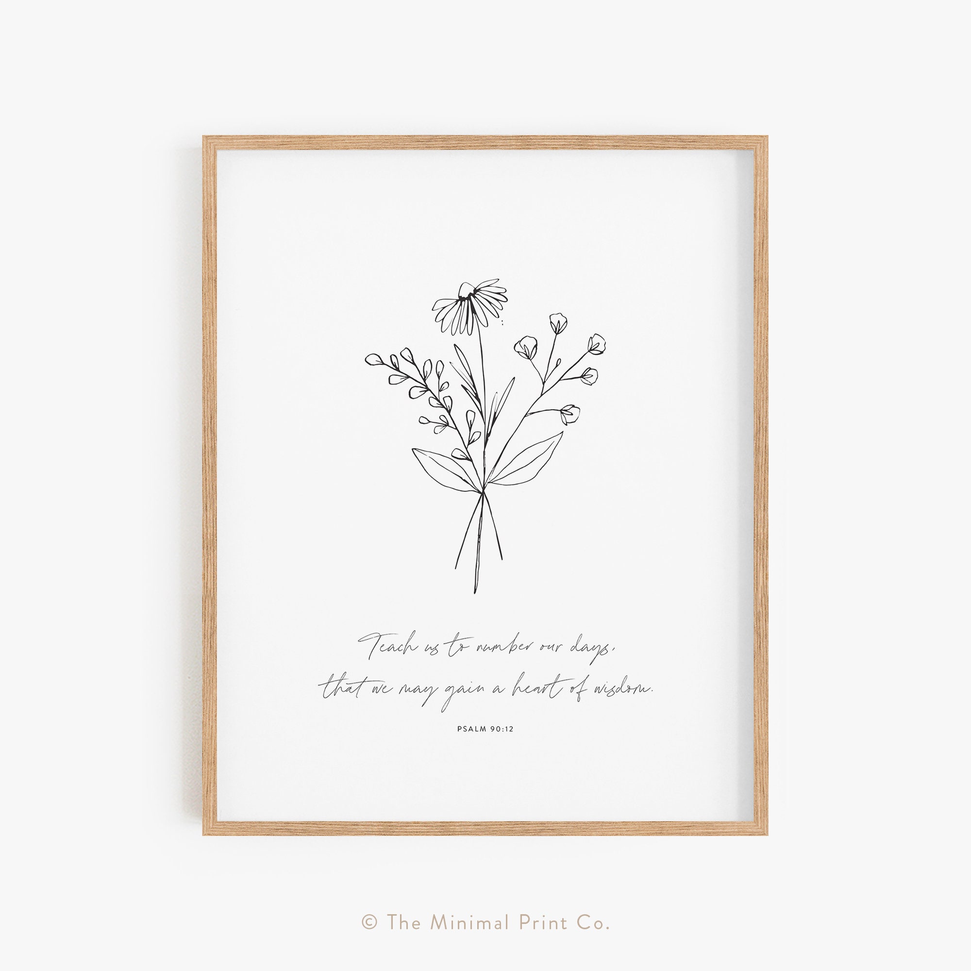Psalm 90:12, Aesthetic Bible Verse Wall Art, Minimalist Scripture Print ...