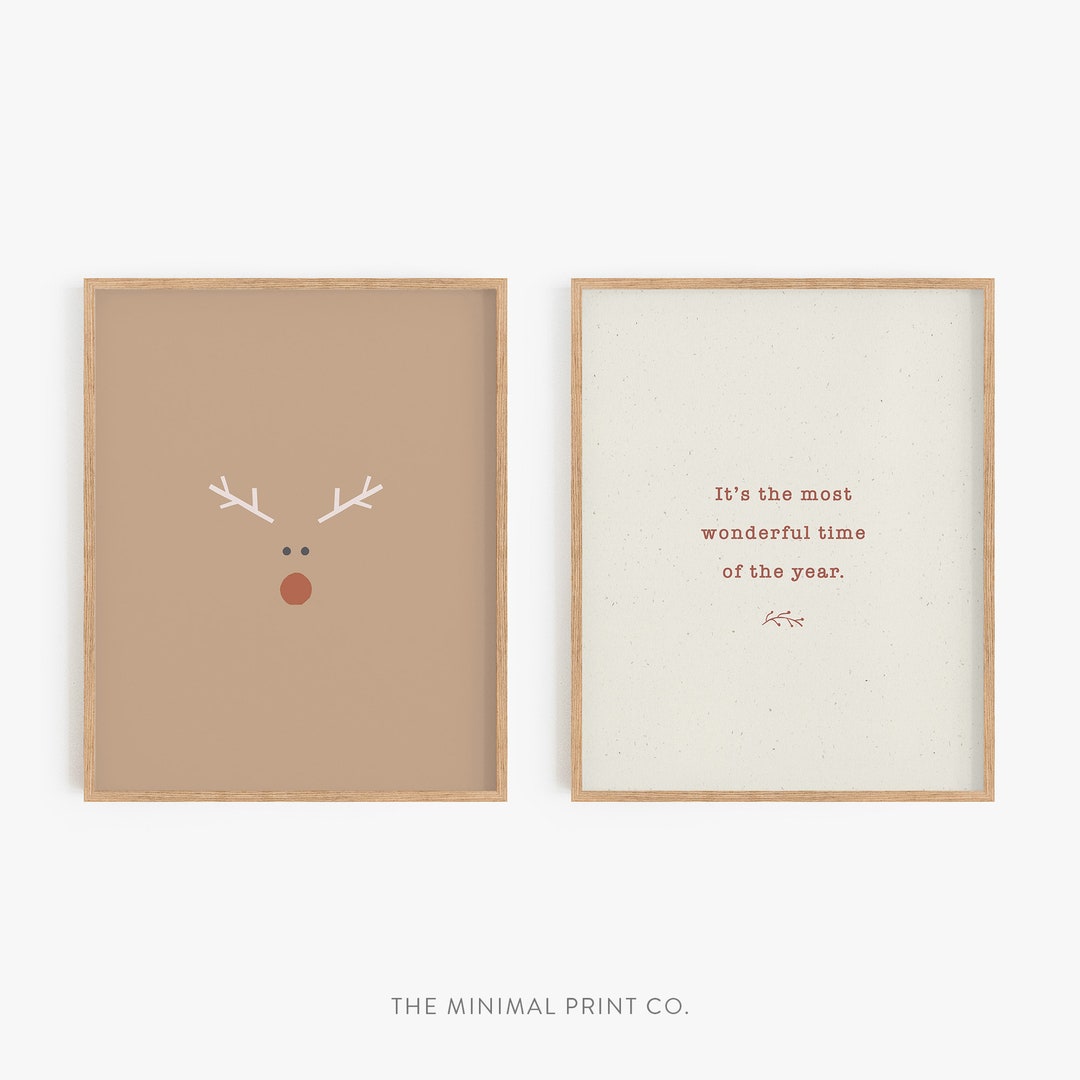 Set of 2, Neutral Christmas Wall Art, Modern Boho Christmas Prints ...