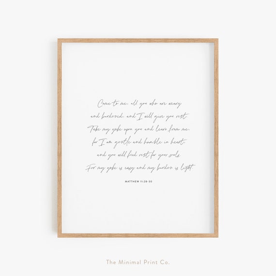 Matthew 11:28-30 Bible Verse Wall Art Printable Scripture | Etsy